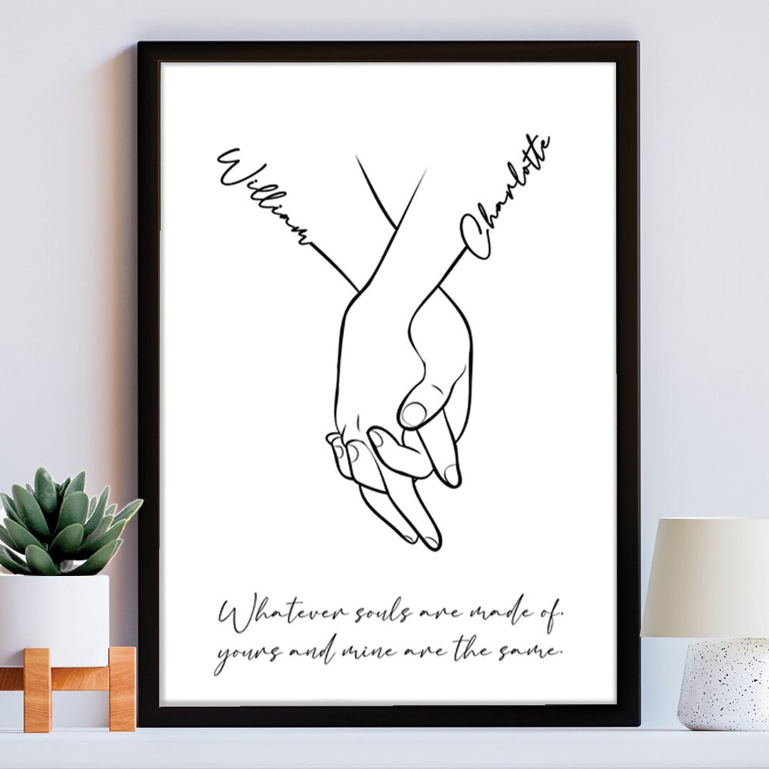 Personalized Gift Names in Hands Romantic Print - Ideal for Valentine's ...