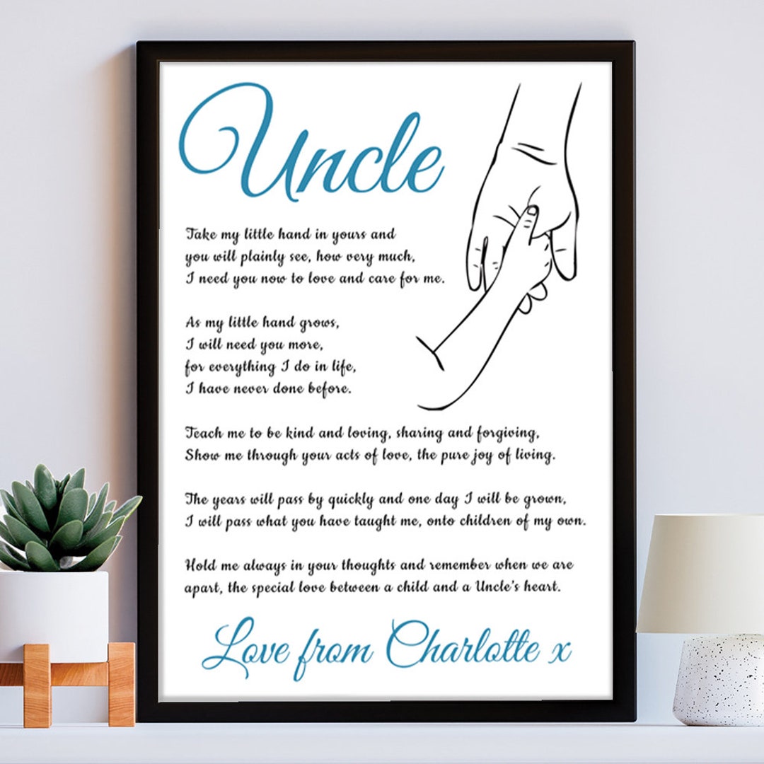 Uncle's Love: Personalized Poem Print Christmas, Birthday, Thank You ...