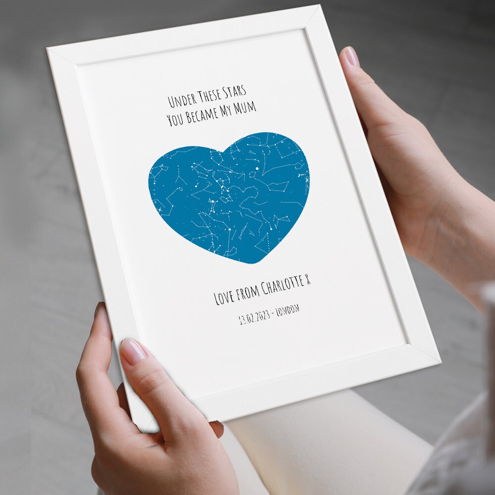 Personalised Night Sky Constellation Chart in Blue as A Gift for Mum on ...