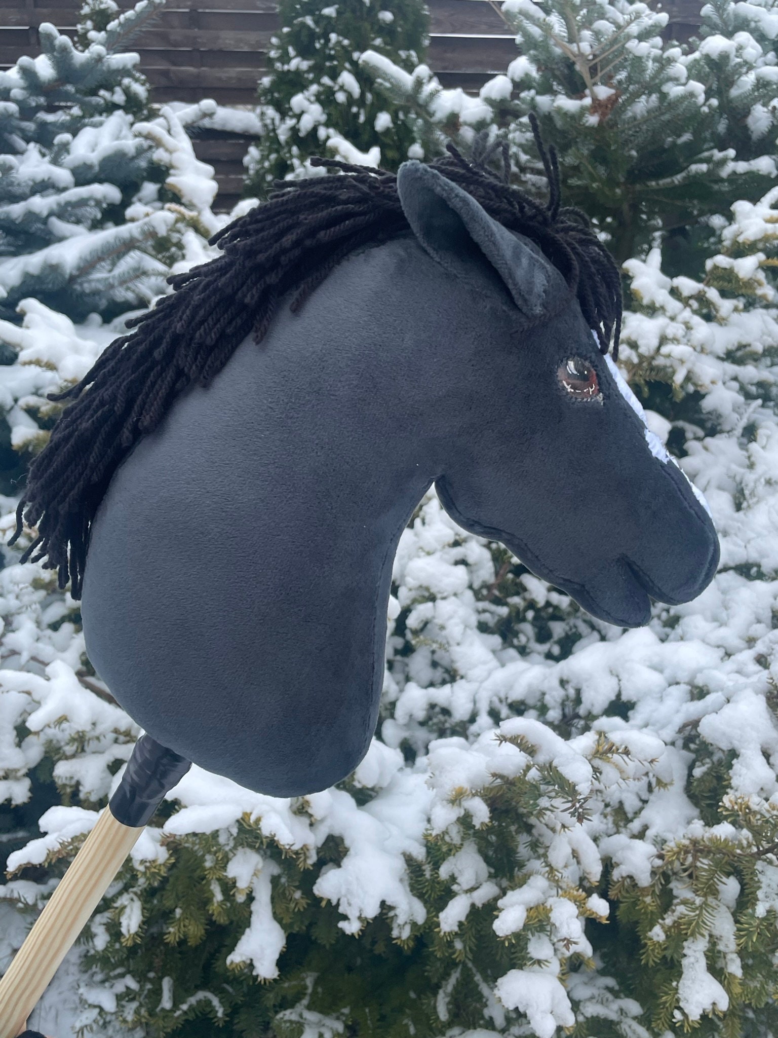 Dark Grey Hobby Horse With a Stick - Etsy