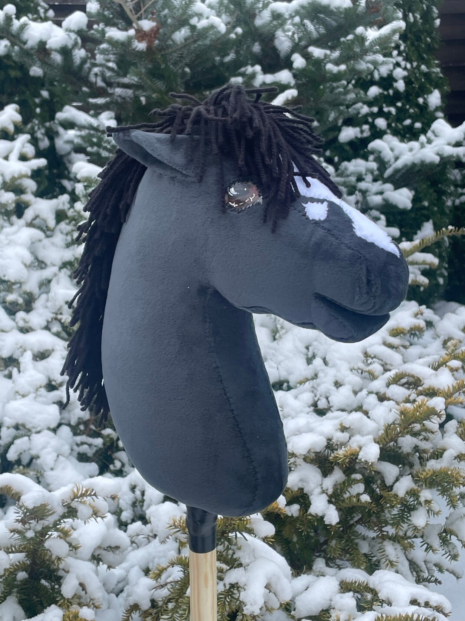 Dark Grey Hobby Horse With a Stick - Etsy