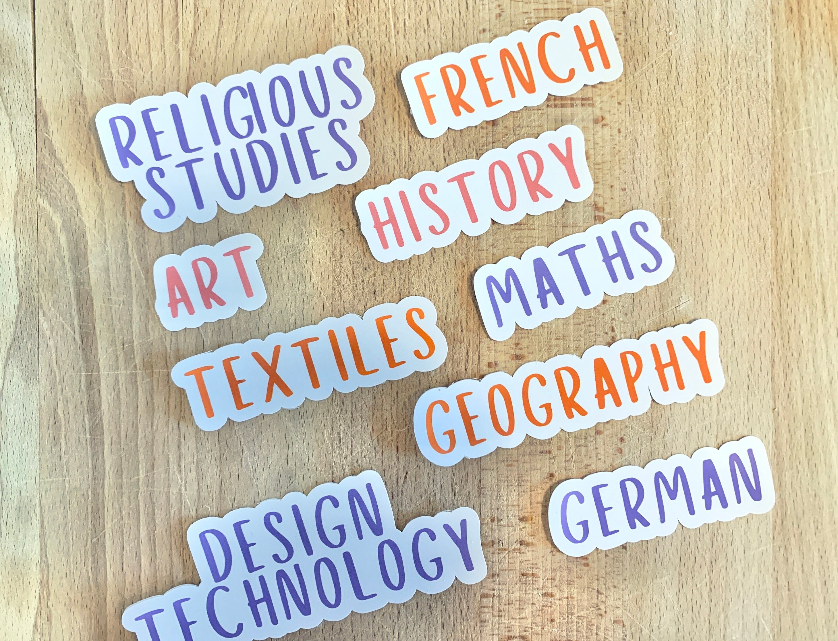 Set of 12 School Subject Labels, Personalised Sticker Decal, Class ...