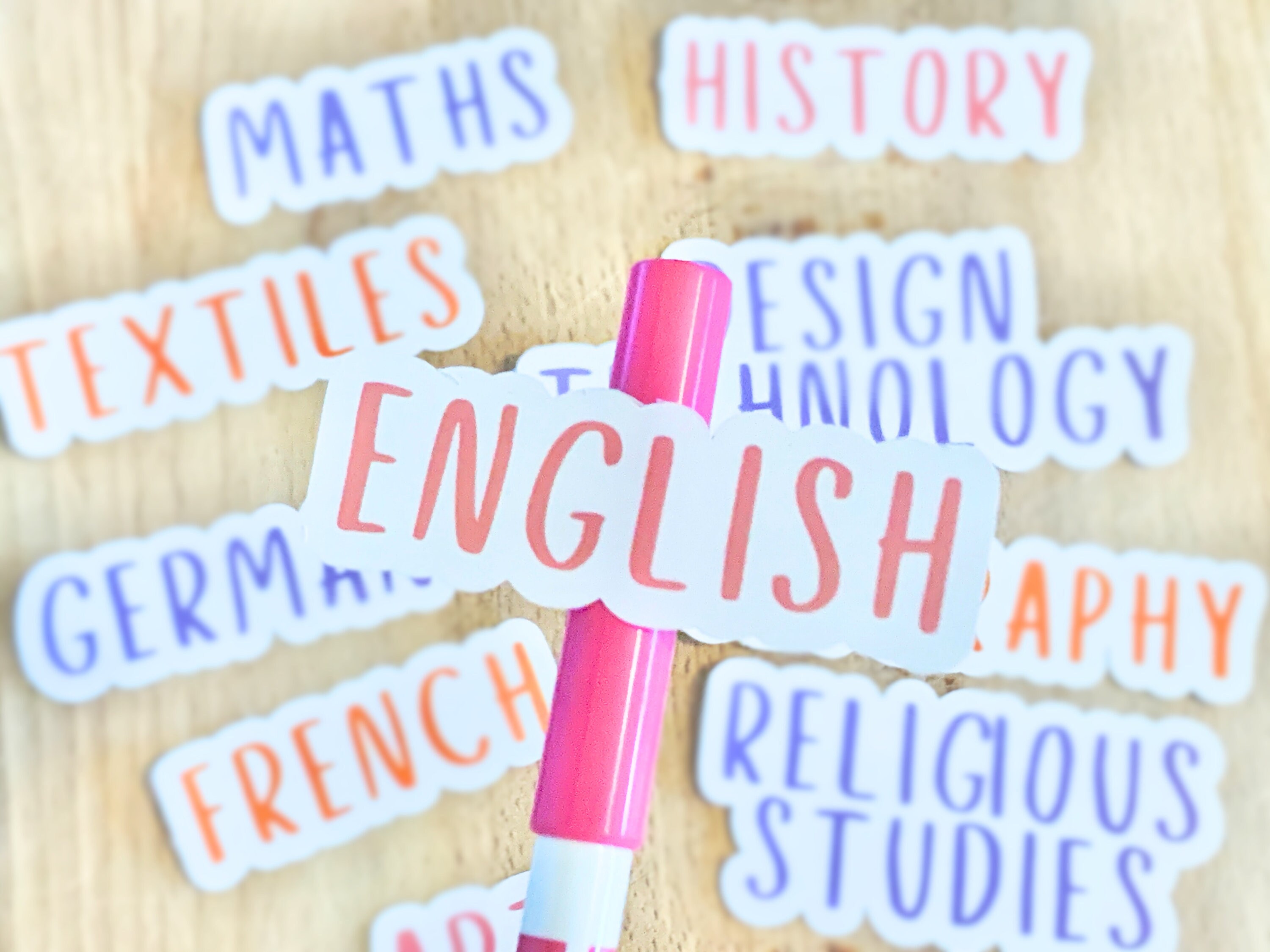 Set of 12 School Subject Labels, Personalised Sticker Decal, Class ...