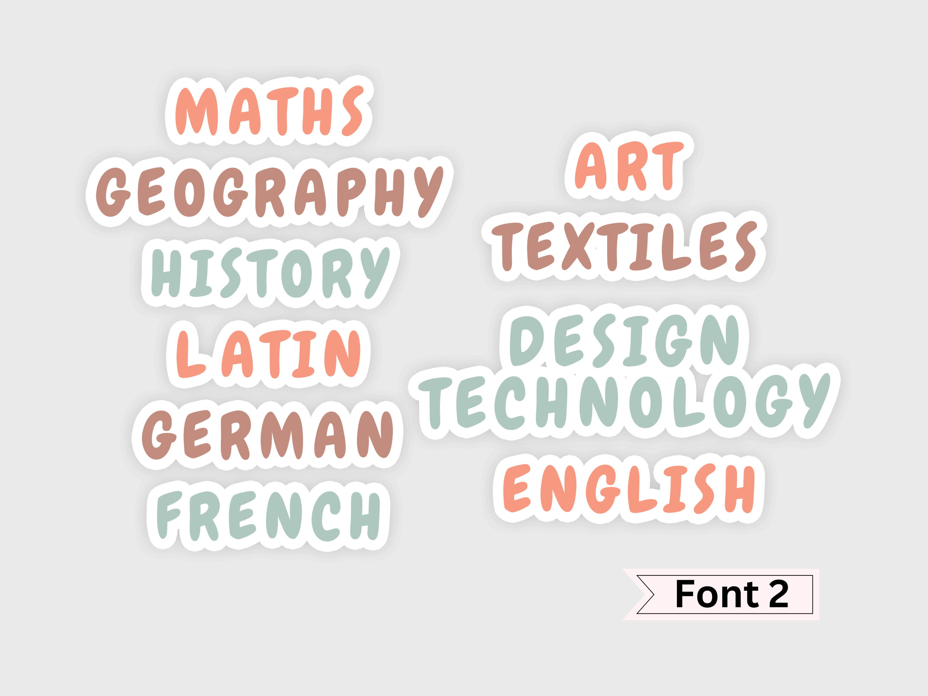 Set of 12 School Subject Labels, Personalised Sticker Decal, Class ...