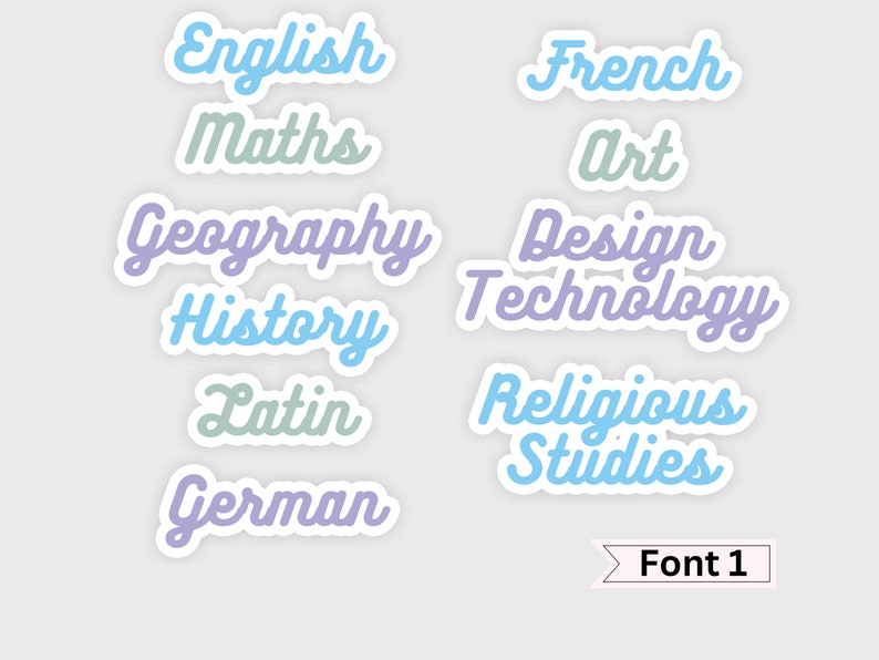 Set of 12 School Subject Labels, Personalised Sticker Decal, Class ...