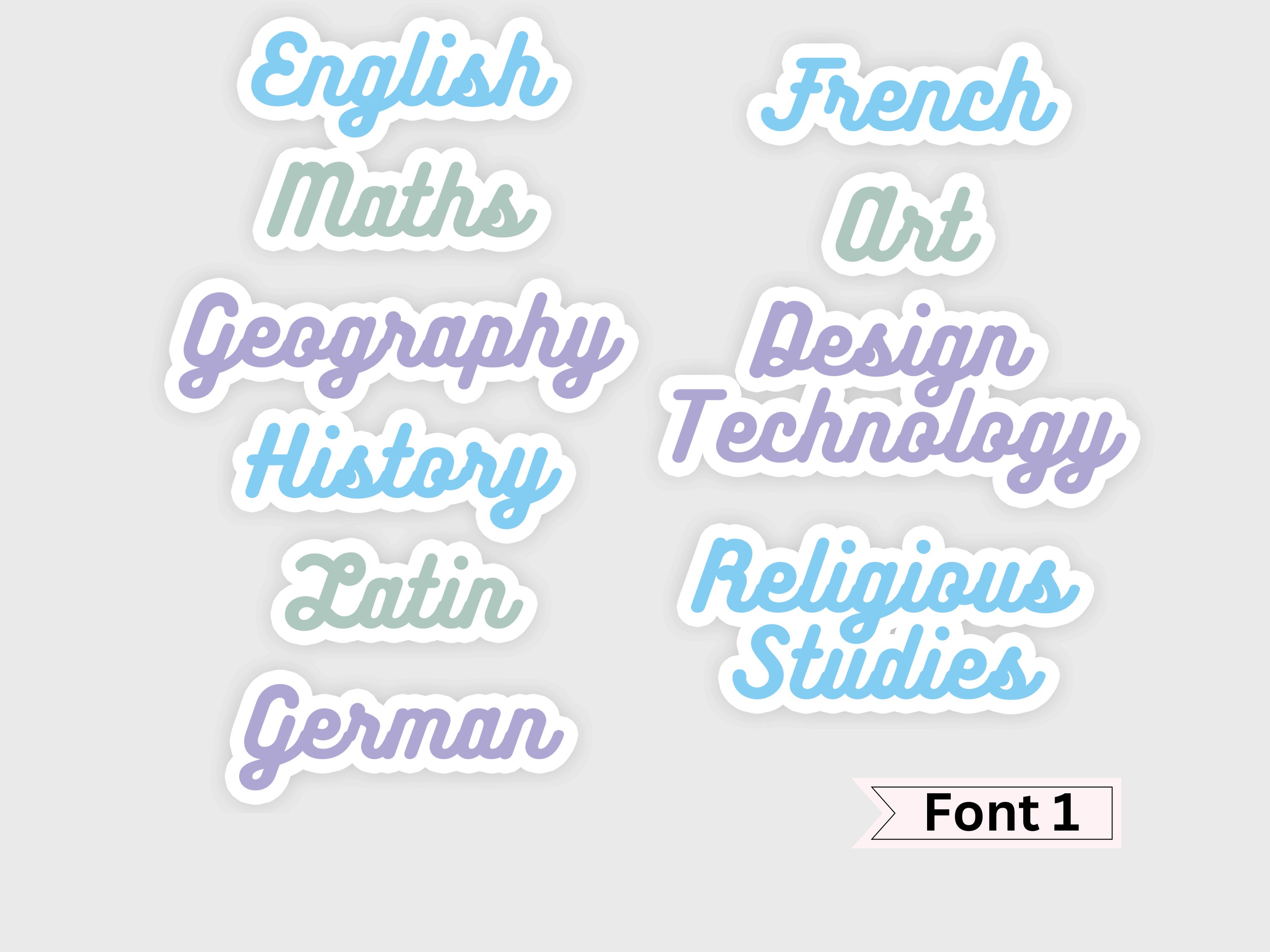 Set of 12 School Subject Labels, Personalised Sticker Decal, Class ...
