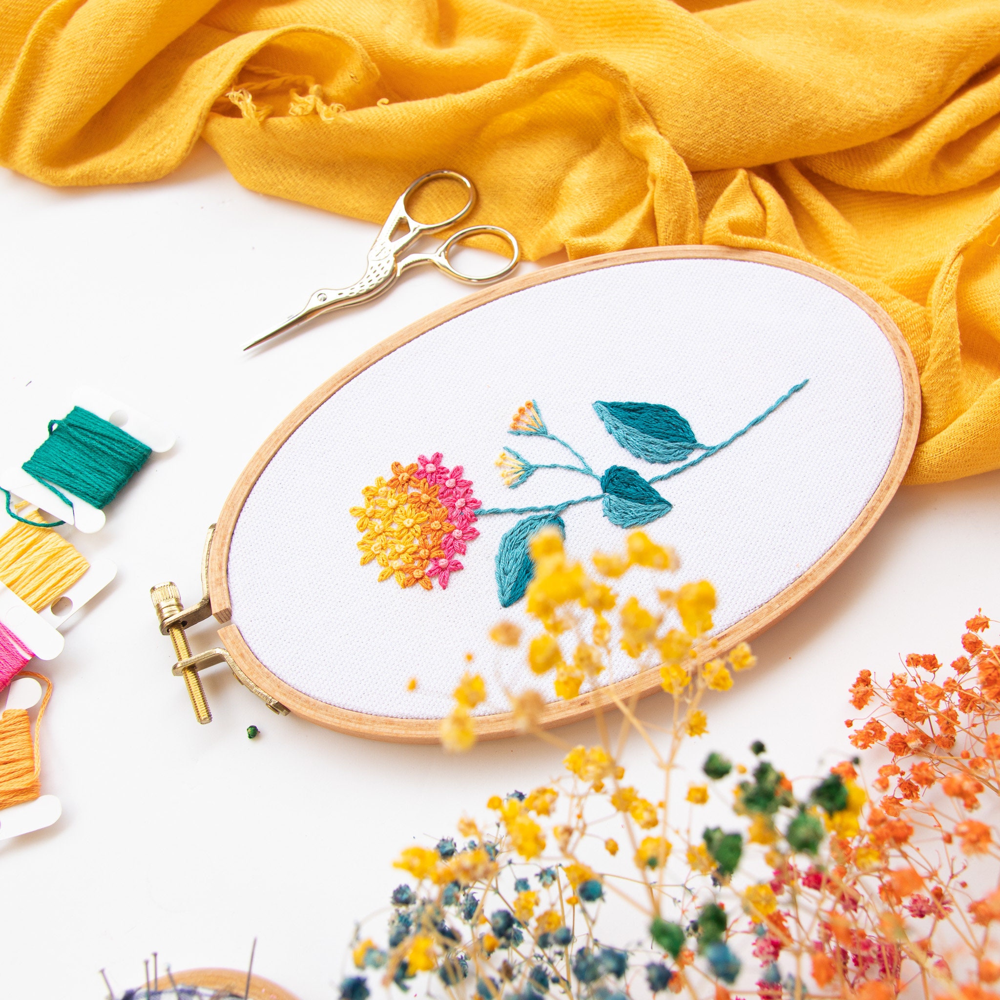 PDF Pattern Video Tutorial Magical Lantana , Beginner Embroidery PDF ...