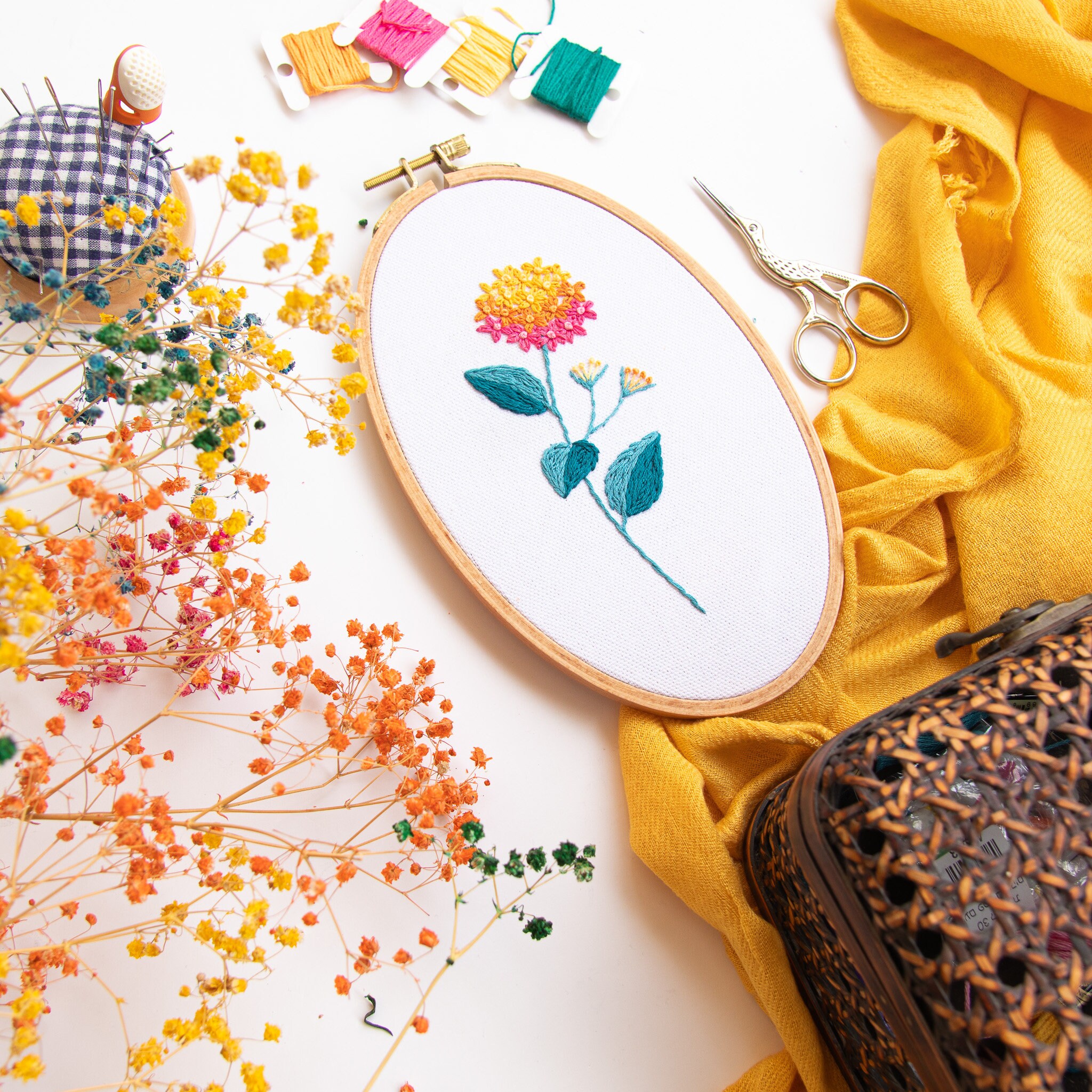 PDF Pattern Video Tutorial Magical Lantana , Beginner Embroidery PDF ...