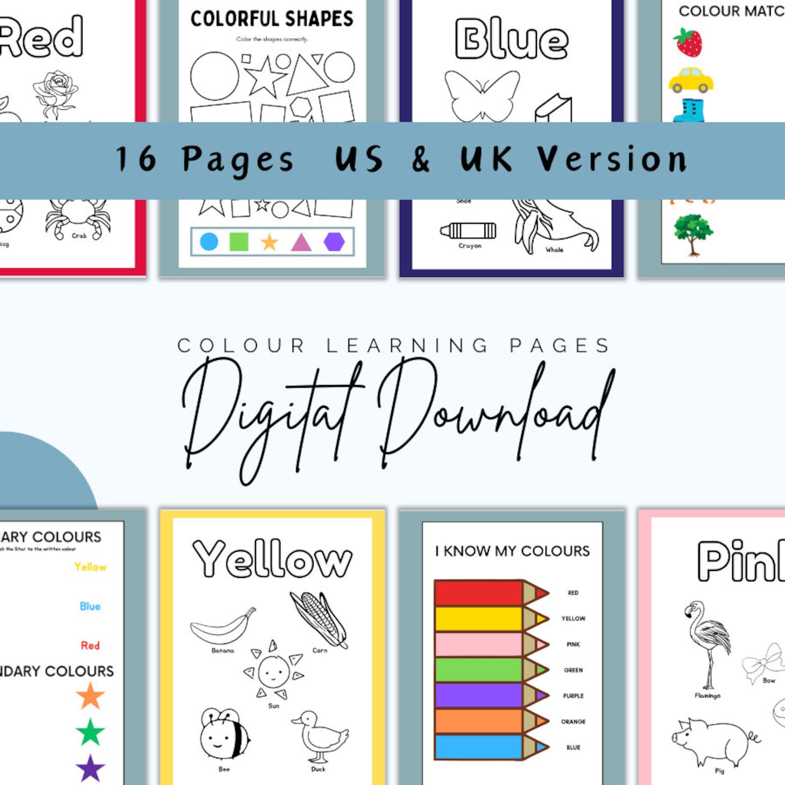 16 Color Activity Sheets Colour Printable Teacher Resource Homeschool ...