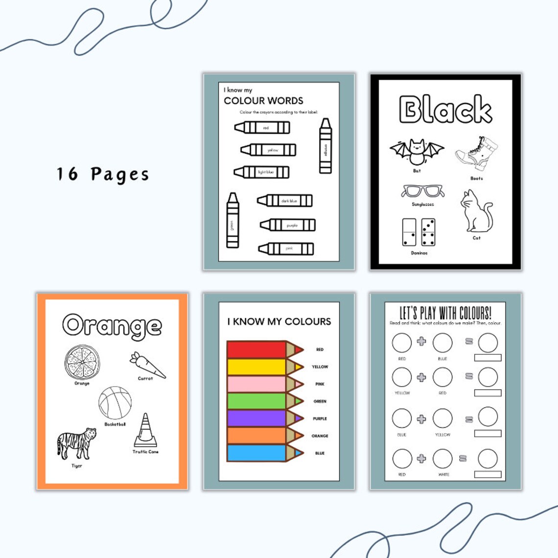 16 Color Activity Sheets Colour Printable Teacher Resource Homeschool ...