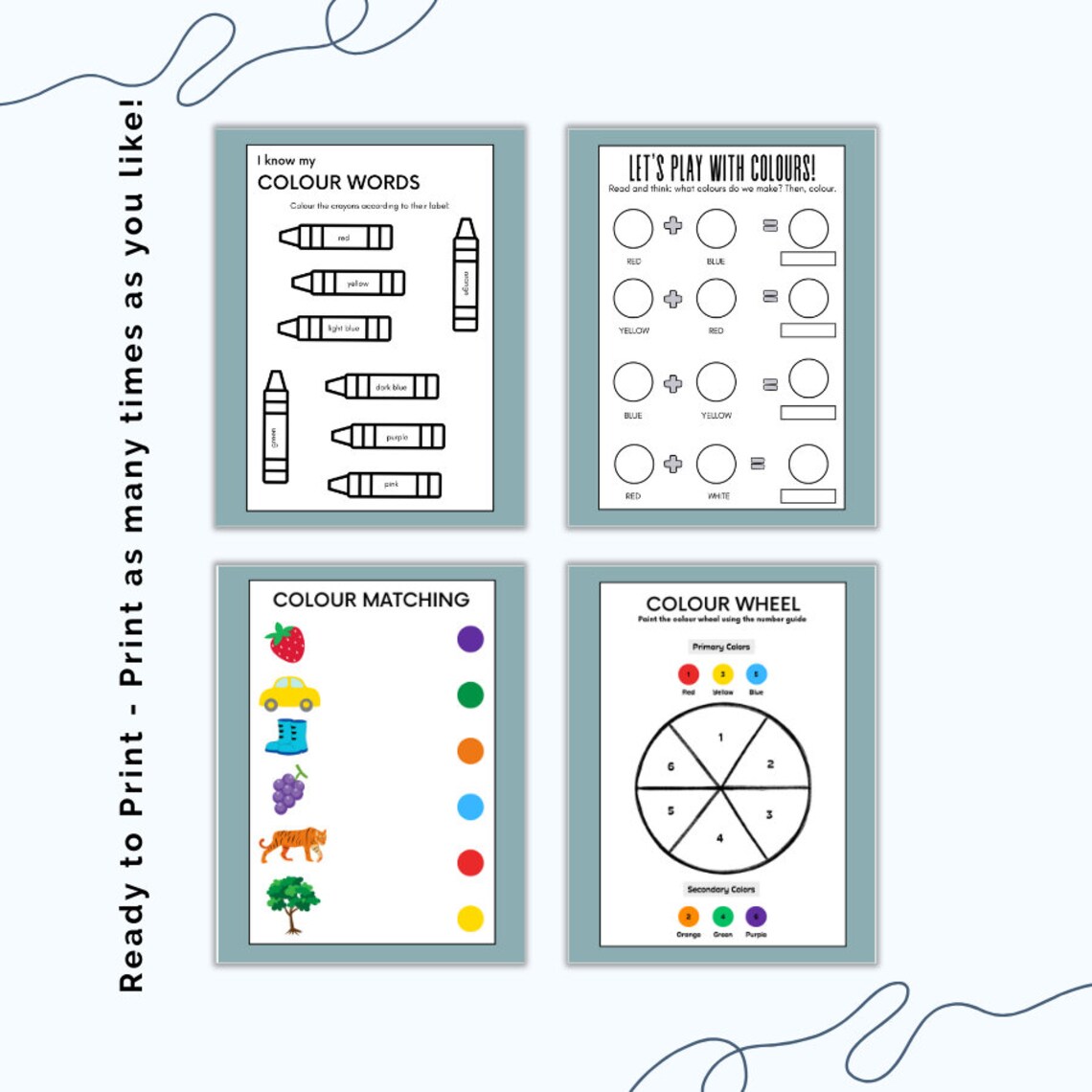 16 Color Activity Sheets Colour Printable Teacher Resource Homeschool ...
