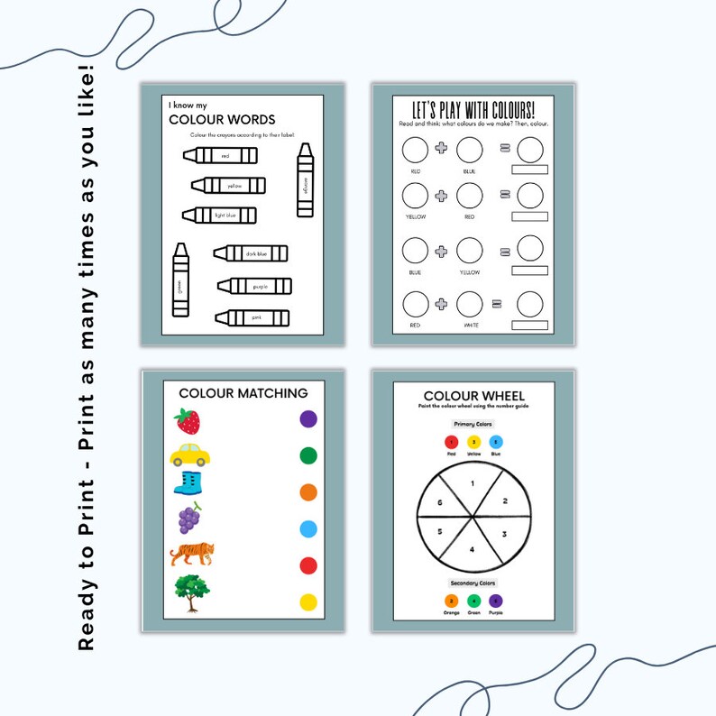 16 Color Activity Sheets Colour Printable Teacher Resource Homeschool ...