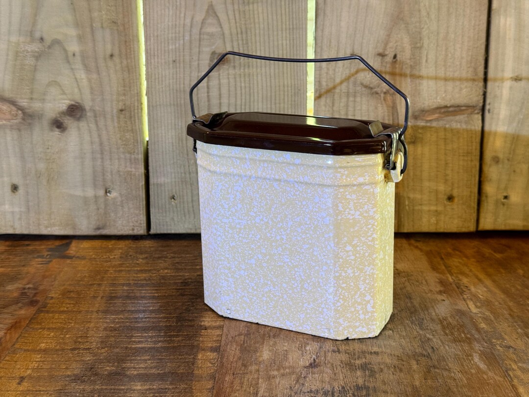 French Enamel Lunch Box / Lunch Tin - White and Yellow - Medium - Etsy