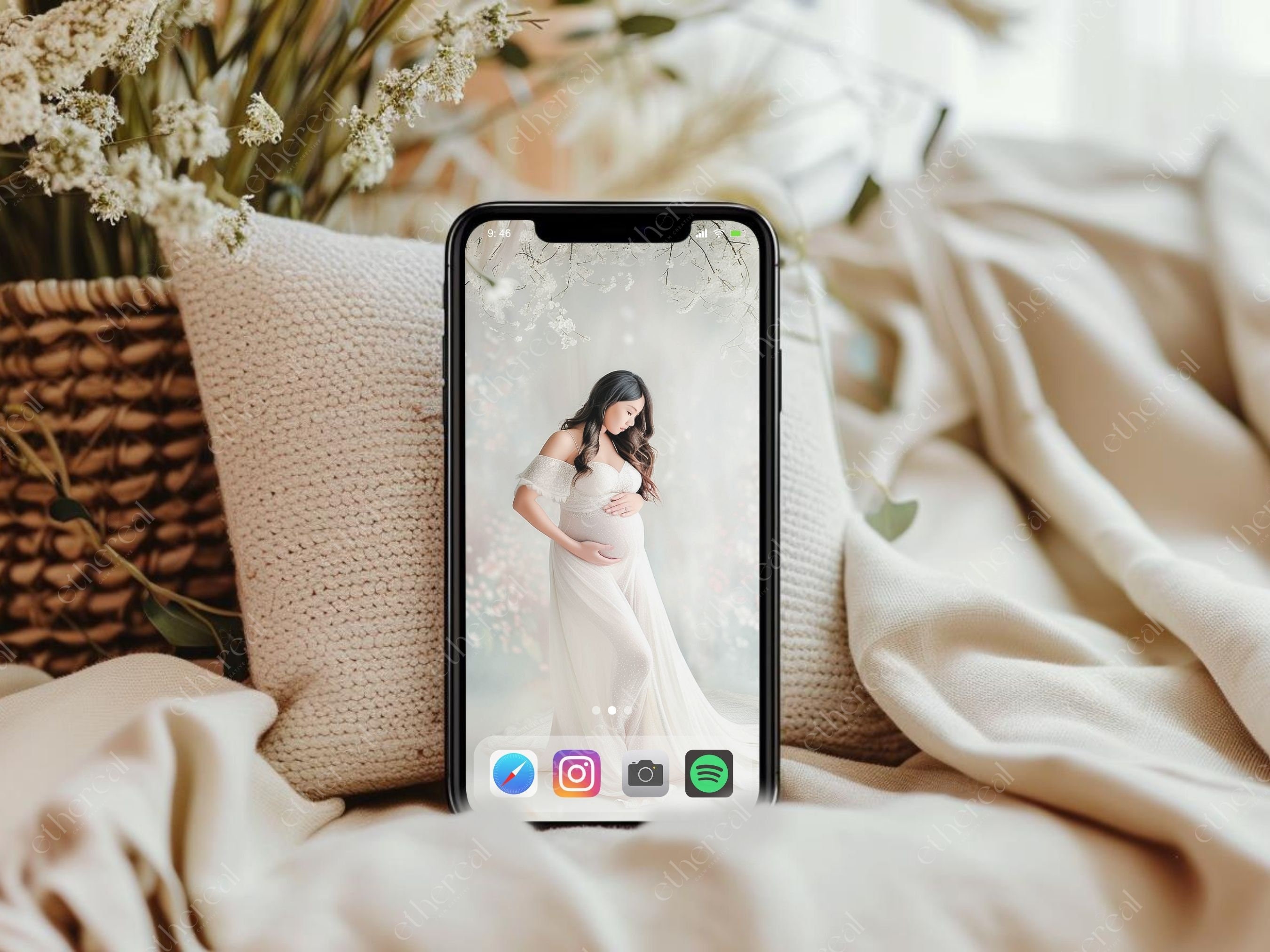 Maternity Floral Backdrop Instant Download Digital Background White ...