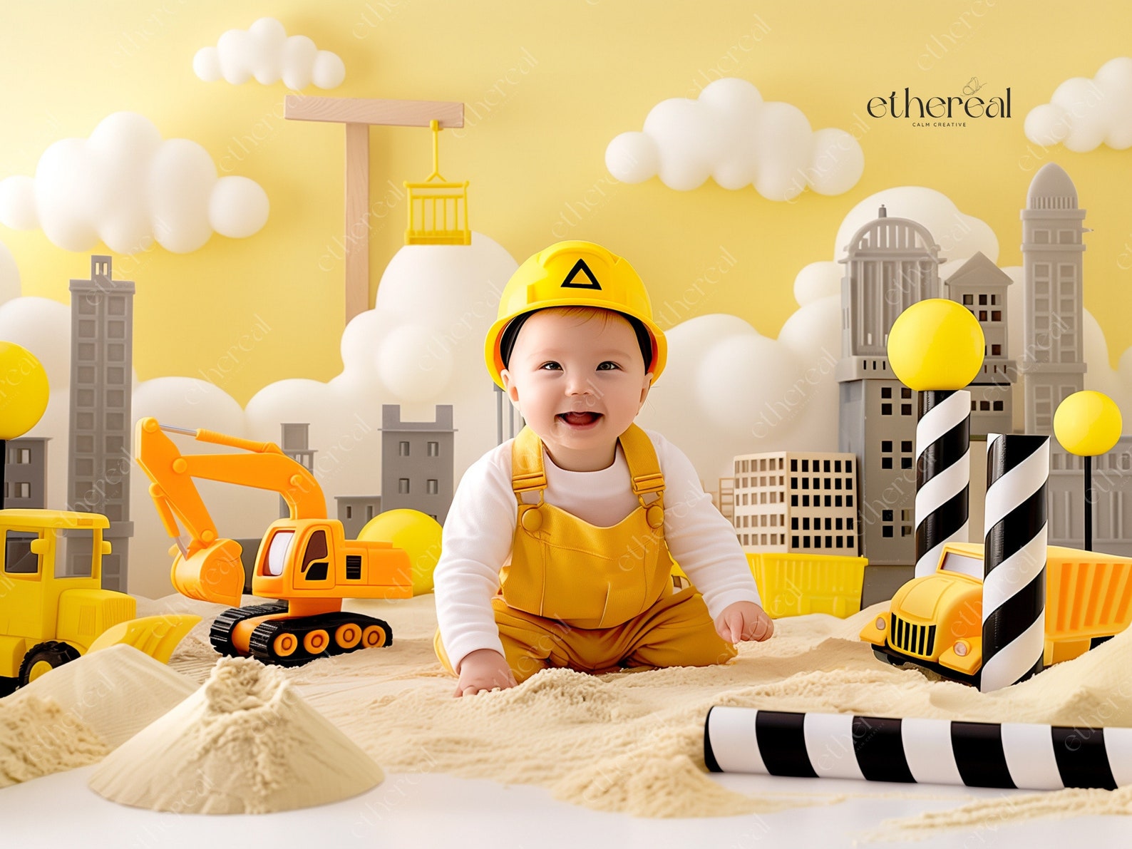 Construction Party Digital Backdrop for Studio Photography Baby Boy ...