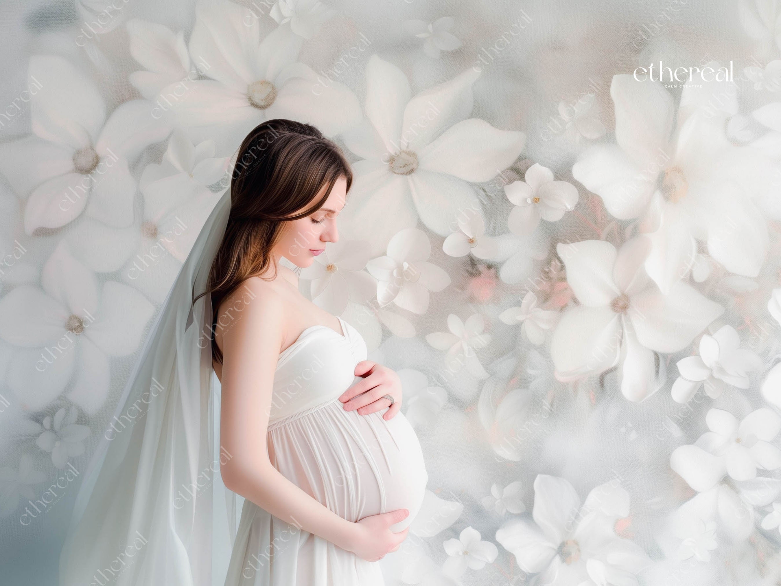 Maternity Floral Digital Backdrops Bundle Perfect for Pregnancy ...