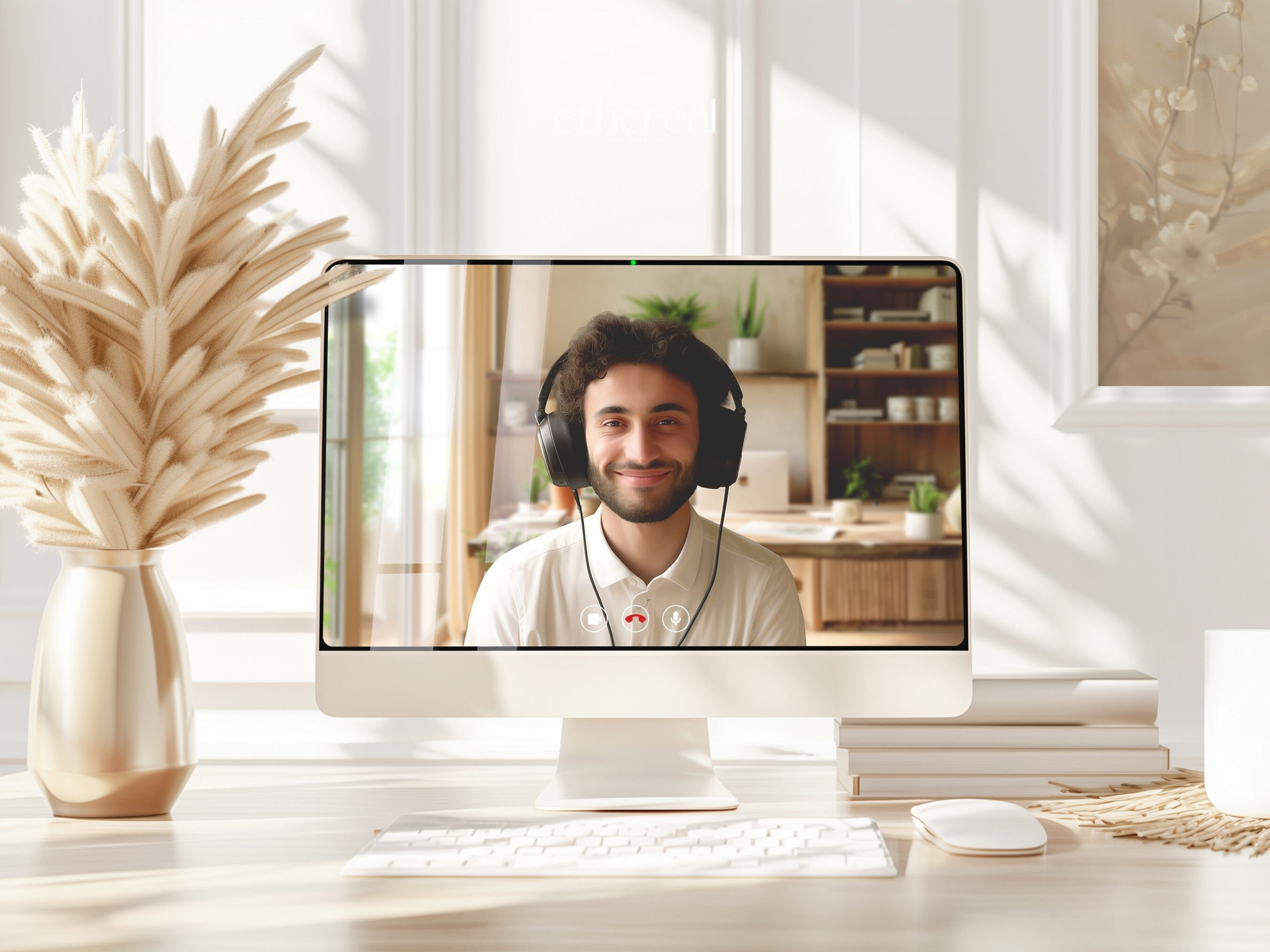 Calming Home Office Zoom Background Perfect for Virtual Meetings ...