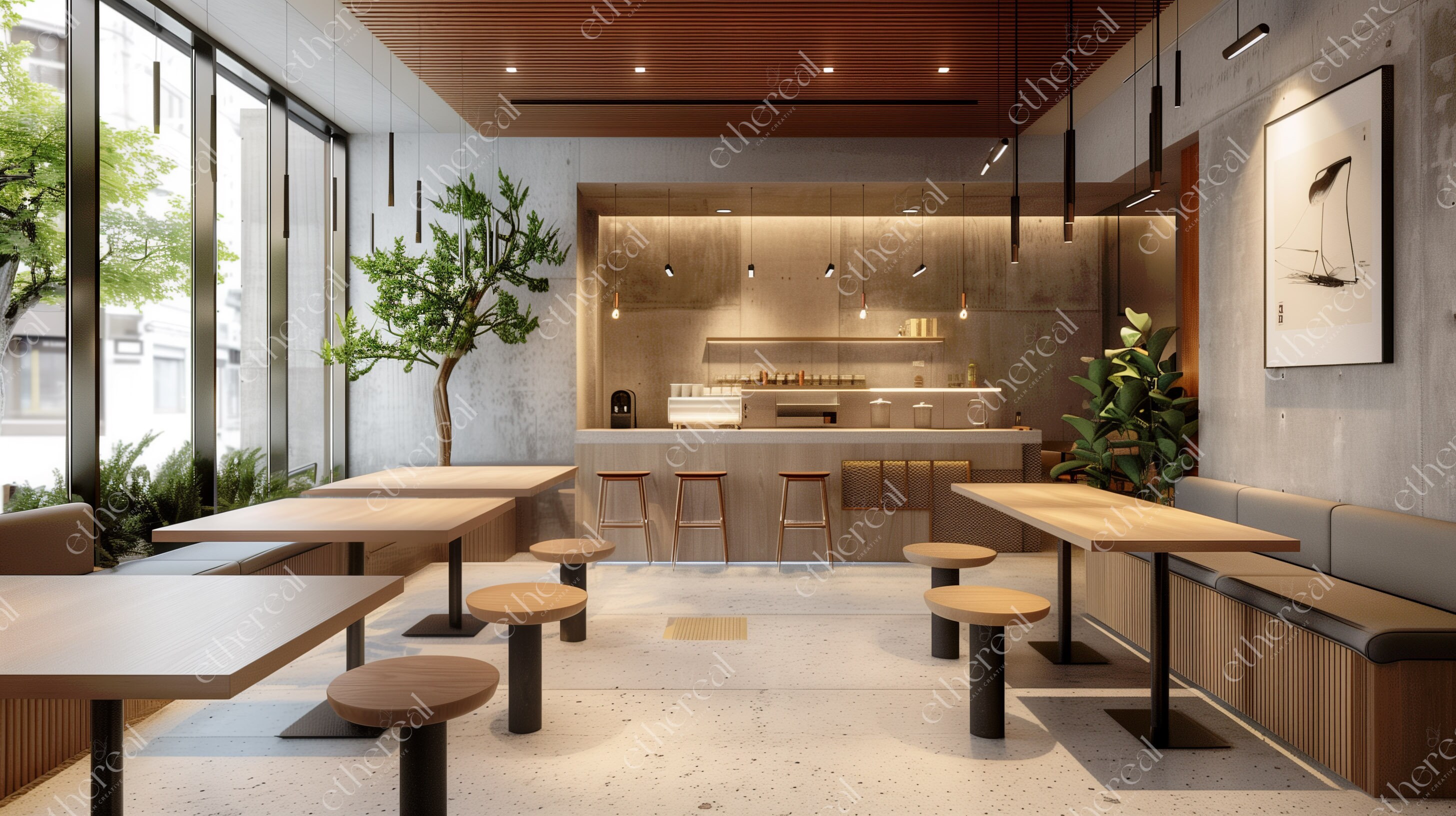 Stylish Industrial Cafe Zoom Background Perfect for Virtual Meetings & Video Conferences ...