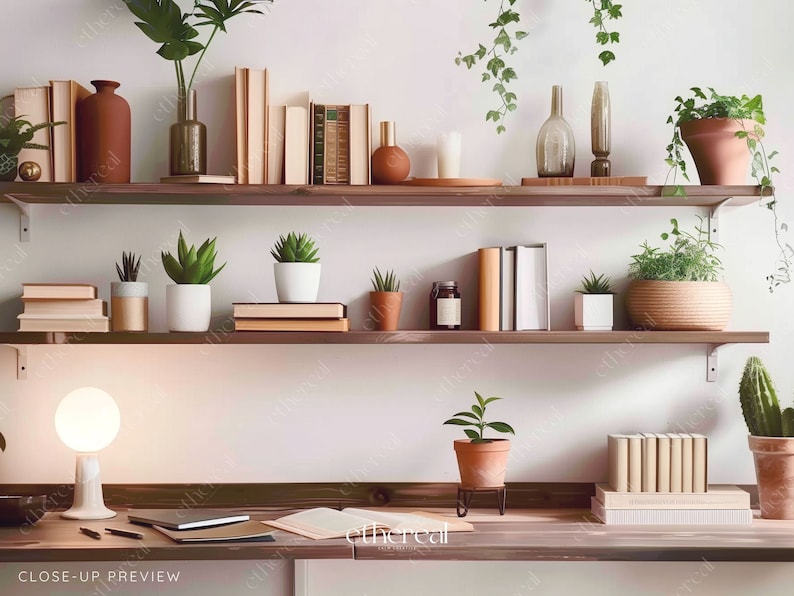 Cozy Minimalist Shelves Virtual Background Zoom Home Office Microsoft ...