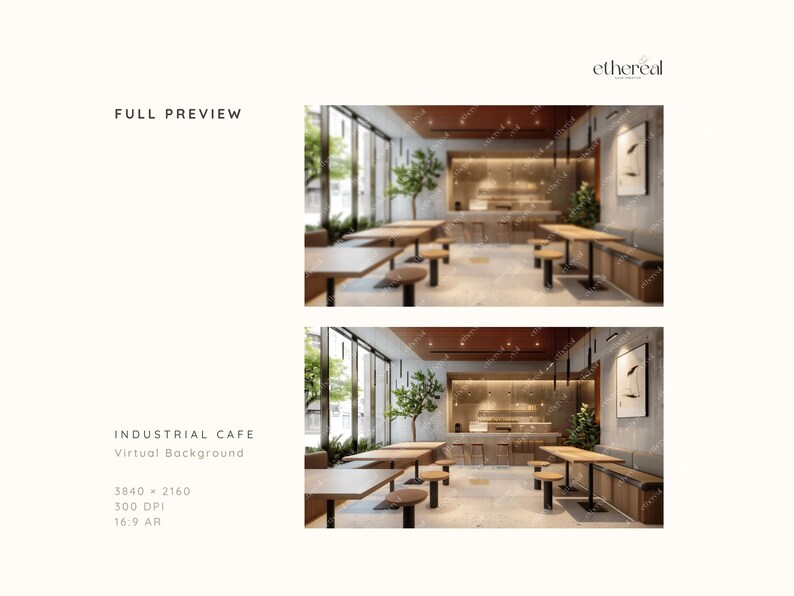 Stylish Industrial Cafe Zoom Background Perfect for Virtual Meetings ...