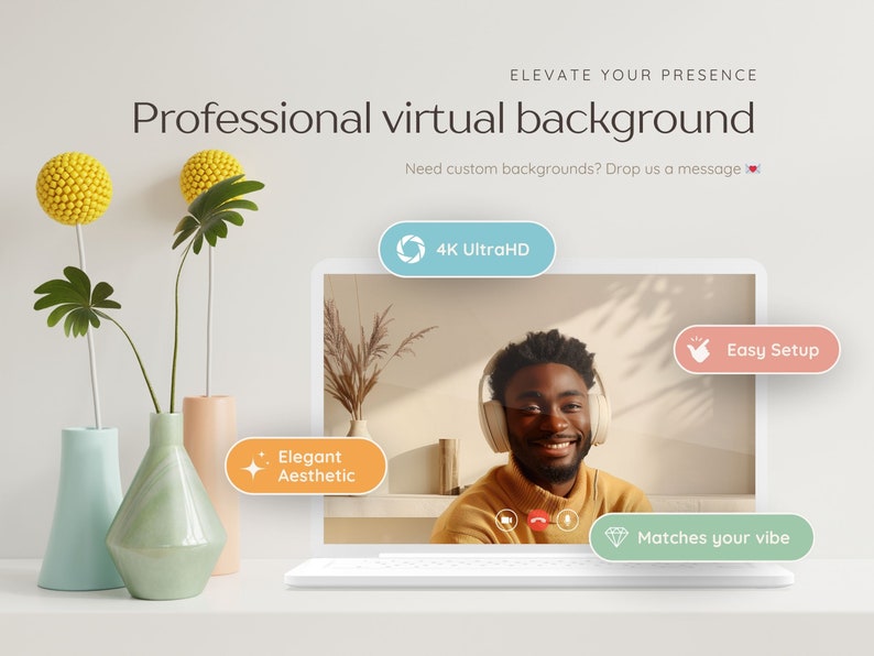 Serene Minimalist Wall Digital Backdrop Perfect for Zoom Backgrounds ...