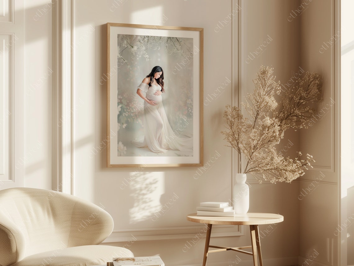 Maternity Floral Backdrop Instant Download Digital Background White ...