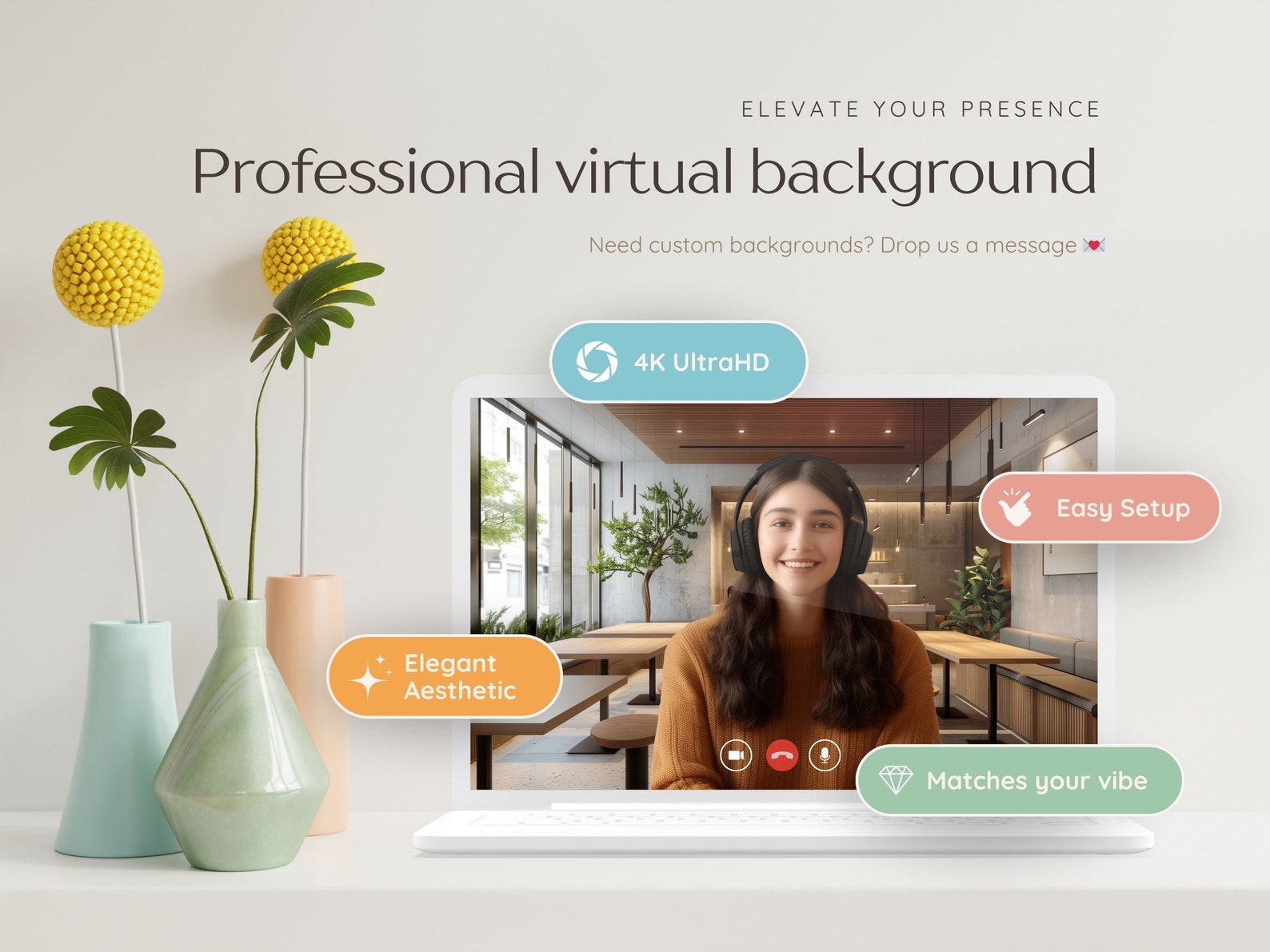 Stylish Industrial Cafe Zoom Background Perfect for Virtual Meetings ...