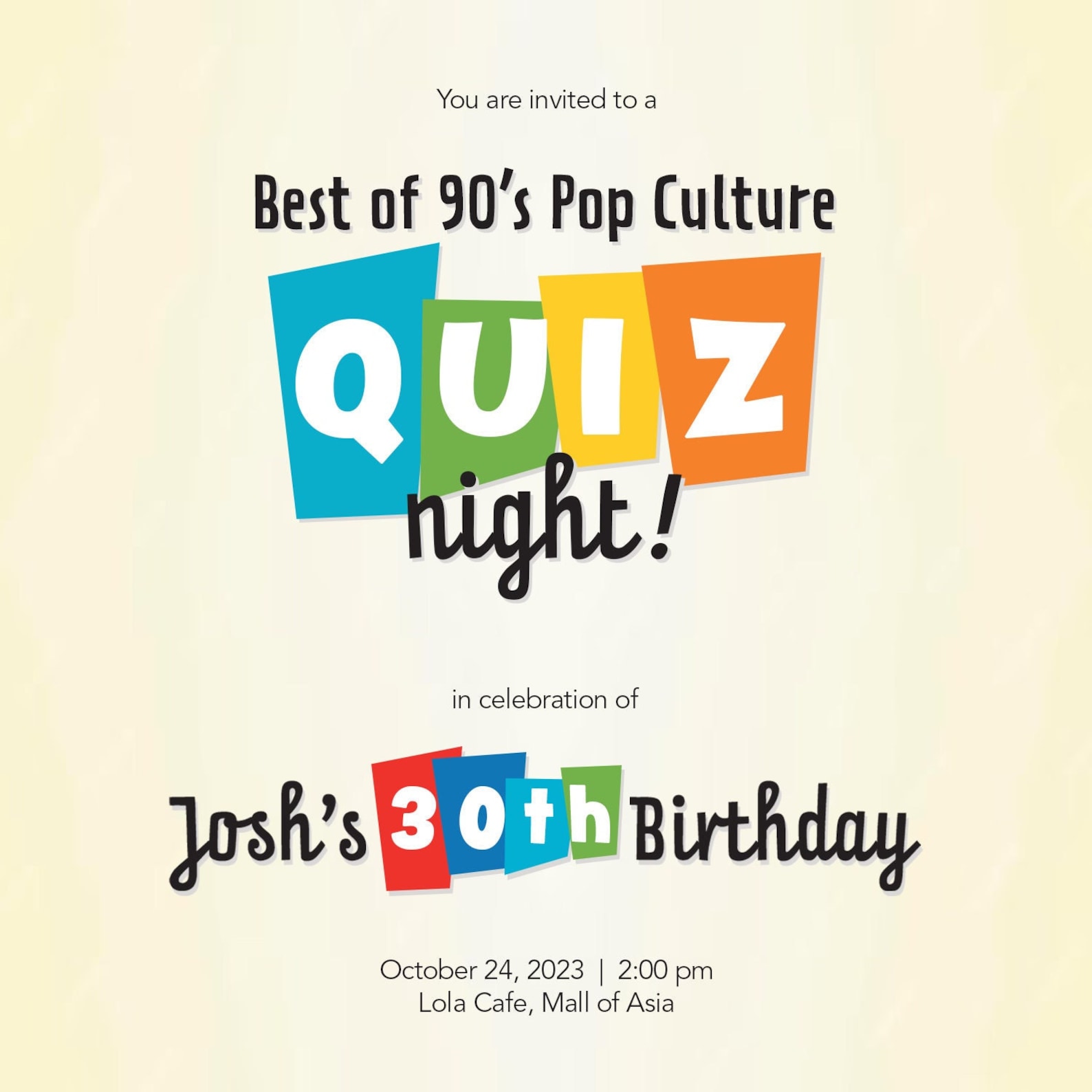 Editable Quiz Night-themed Birthday Party Prints - Etsy