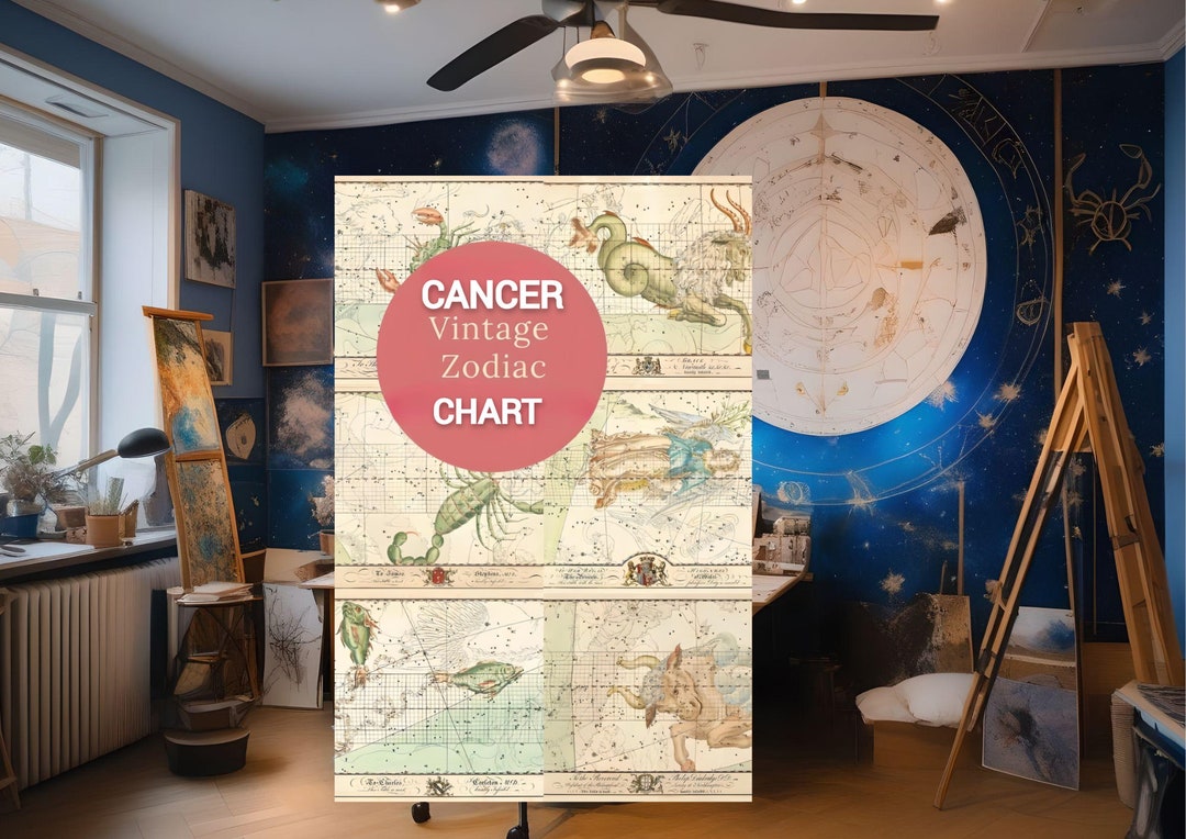 Cancer Antique Zodiac Star Chart of John Bevis's 6000px X 5061 Px Comes ...
