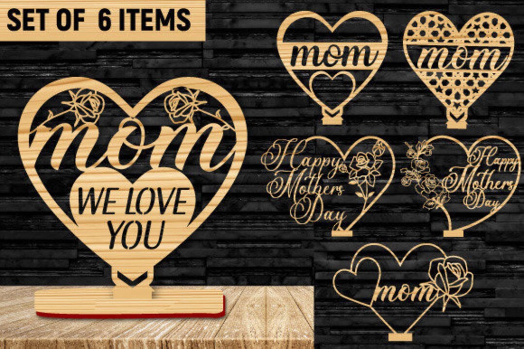 Mom Heart Sign Laser Cut. 6 Types of Sign for Mother's Day Gift. - Etsy