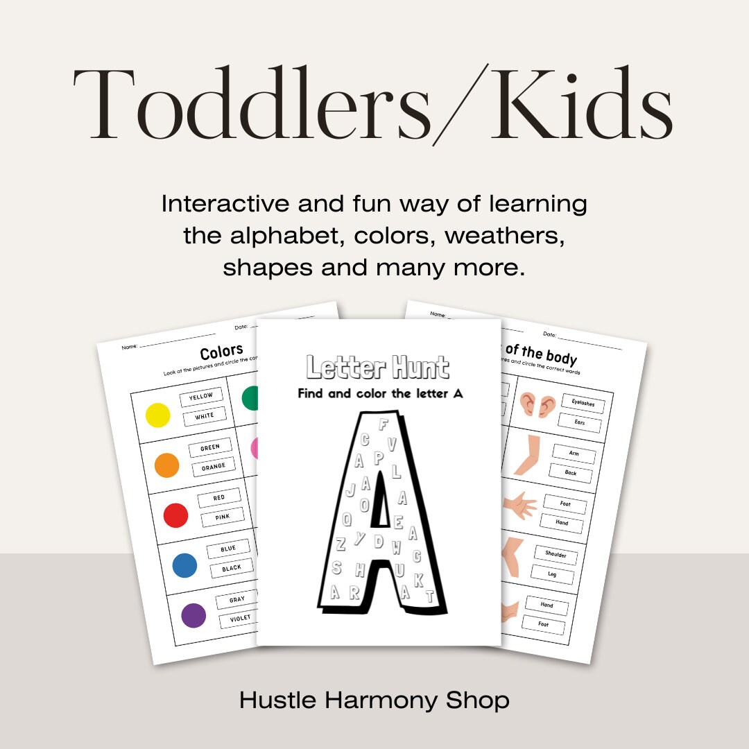 Educational Printables, Toddlers and Kids Learning Bundle, Kindergarden ...
