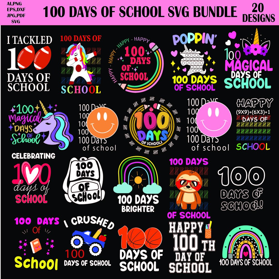 100 Days of School Svg, School Svg, Back to School Svg,, Happy 100 Days ...