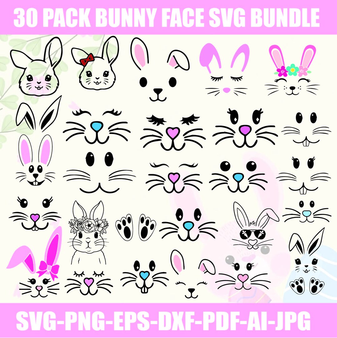 Bunny Face Svg,bunny Head Face Svg,bunny Ears Svg,floral Bunny Svg,eas ...