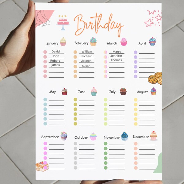 Birthday Tracker - Etsy