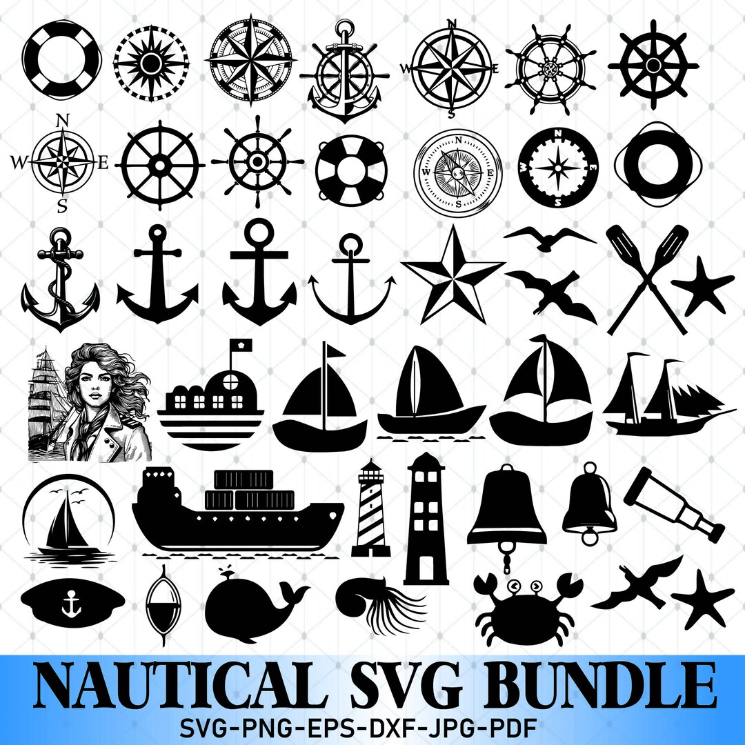 Nautical Svg Bundle, Nautical Cut Files for Cricut, Captain Hat Svg ...
