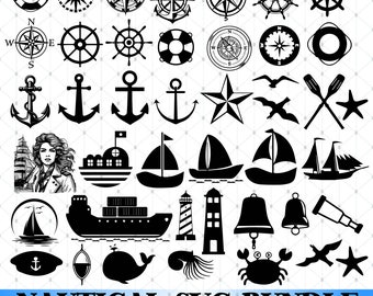 Nautical Svg Bundle, Nautical Cut Files for Cricut, Captain Hat Svg ...