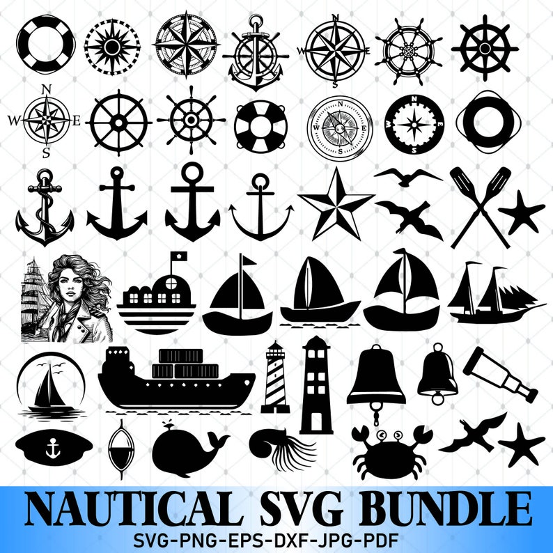 Nautical Svg Bundle, Nautical Cut Files for Cricut, Captain Hat Svg ...