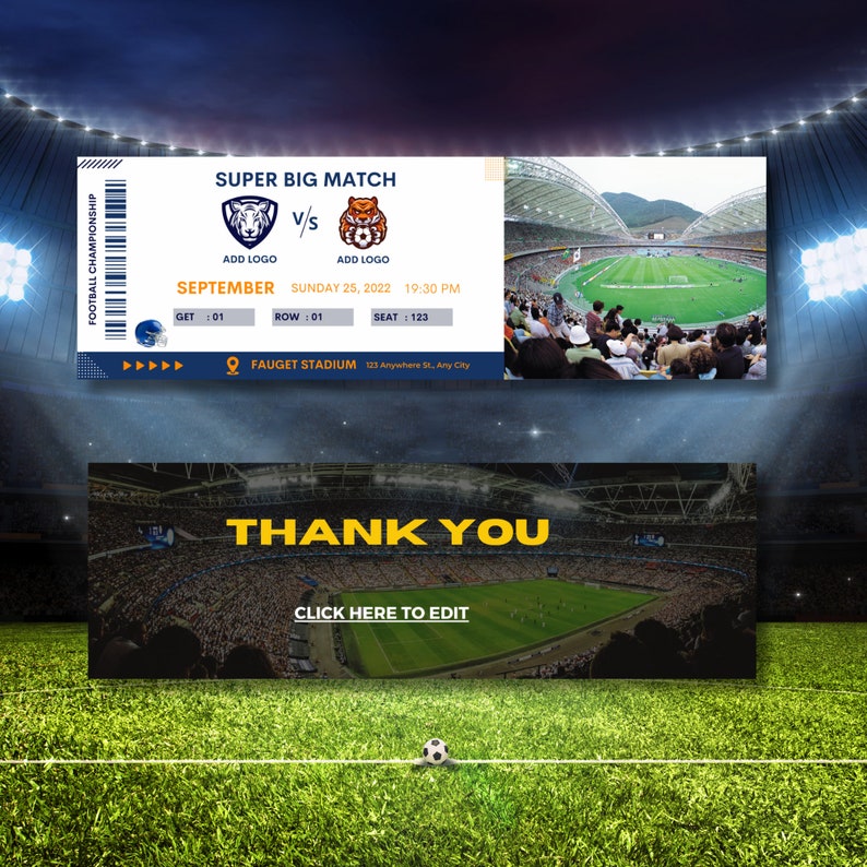 Football Lovers Gift,ticket Template,printable Ticket,canva Editable ...