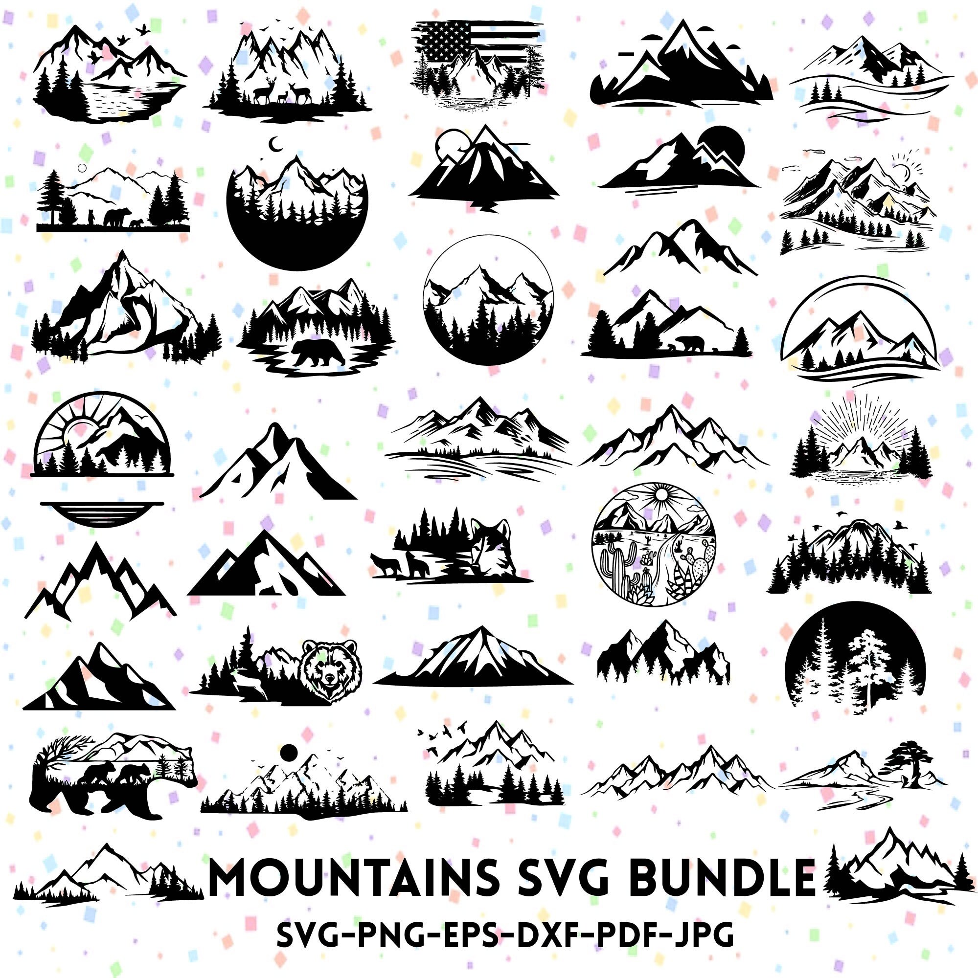 Landscape Svg, Landscape Png Bundle, Mountain Svg Scene, Forest Svg ...