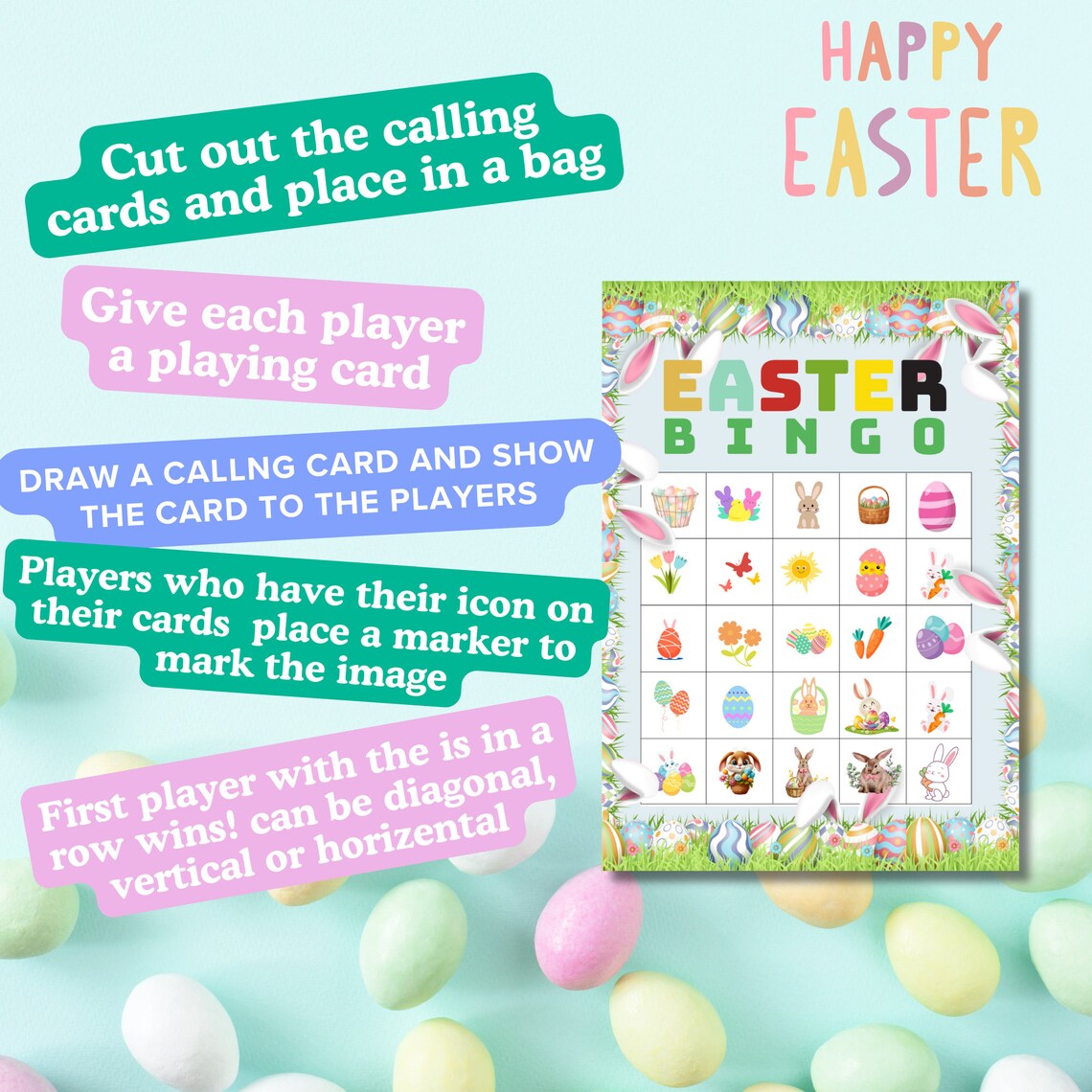 Easter Bingo Cards,printable Easter Activity for Kids, Kids Easter ...
