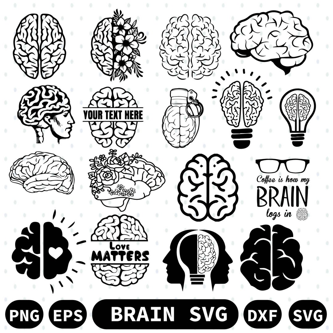 Brain Svg, Human Brain Svg, Brain Png, Brain Clipart, Mental Health Svg ...