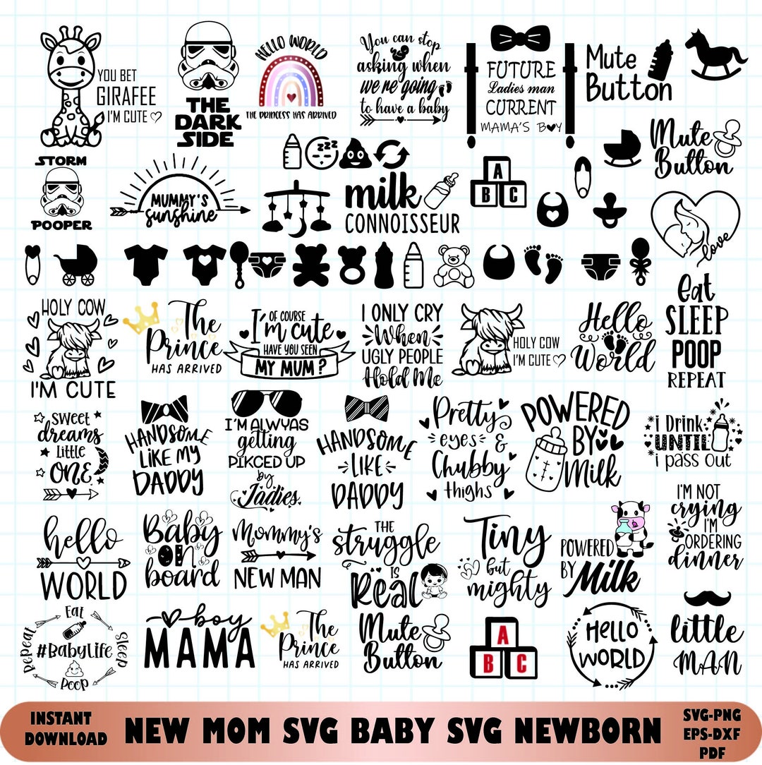 Cute Baby Svg Bundle, Baby Svg Clipart, New Born Baby Svg Bundles ...