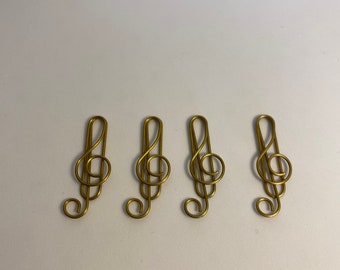 Set of 10 Quality Music Musical Treble Clef Coloured Metal Paper Clips ...