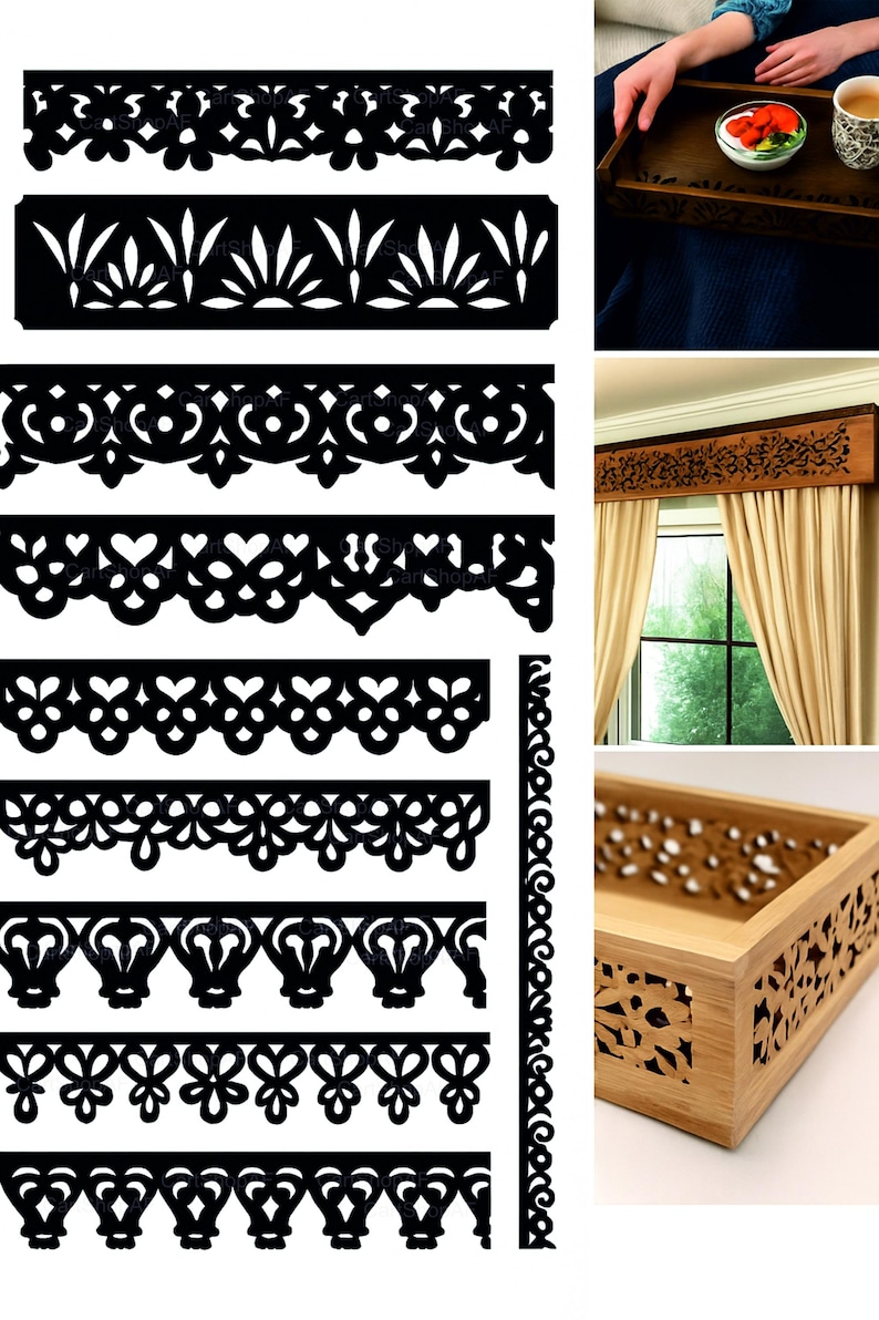 Laser Cut Border SVG Bundle: Decorative Patterns for Cricut, Glowforge ...