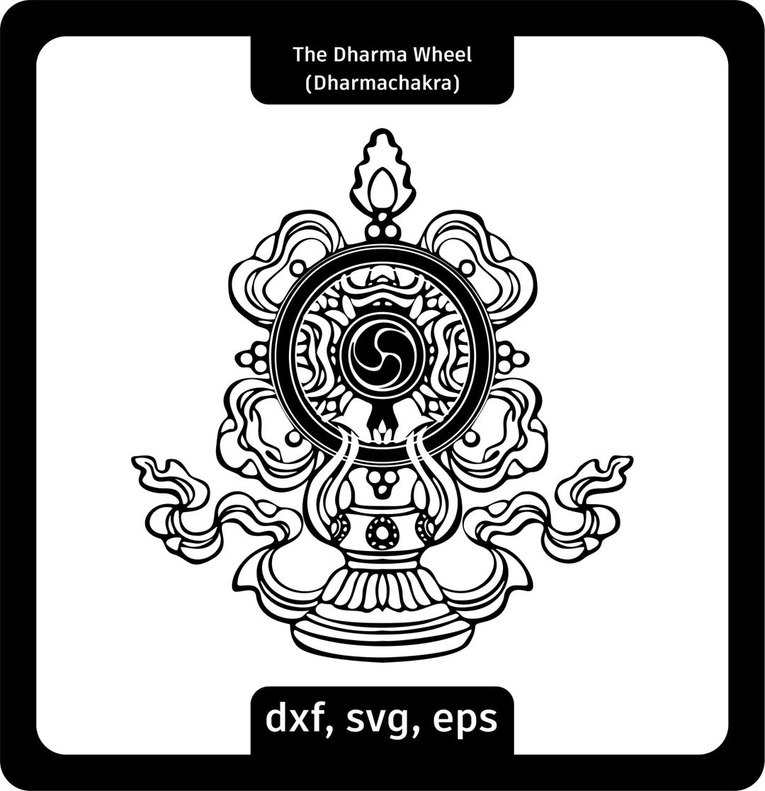 Dharma Wheel SVG – Sacred Buddhist Symbol | Vector for Sadhu Board, T ...
