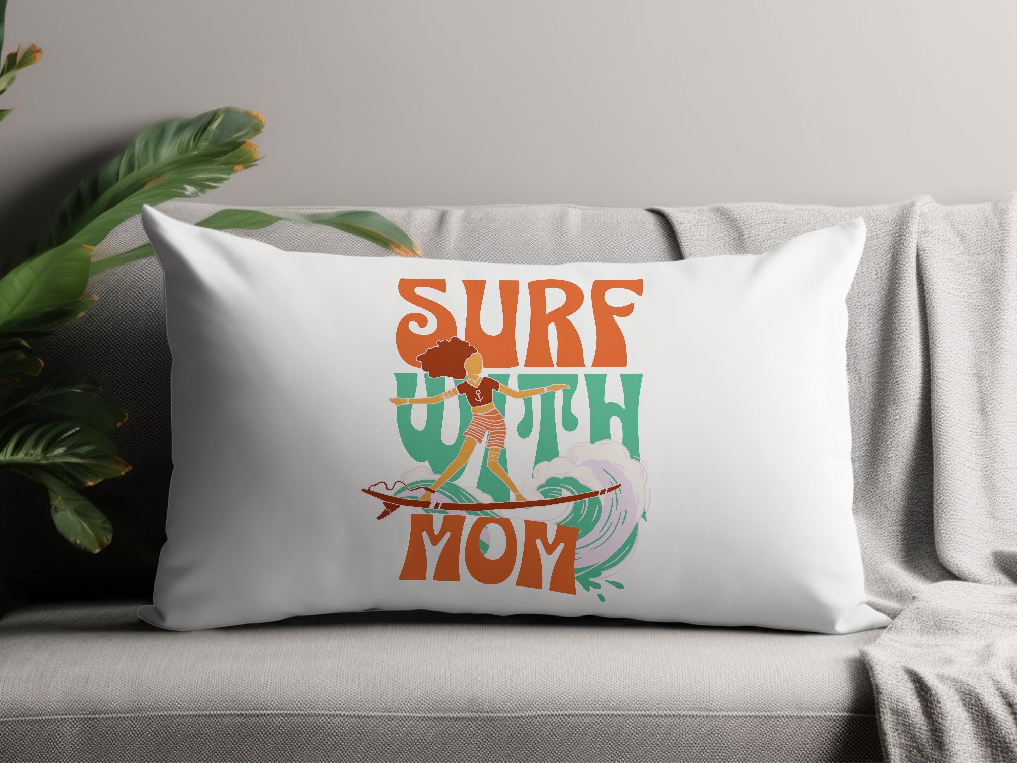 Surf With Mom PNG Digital Download Vibrant Surfing Mother Art, Ocean ...