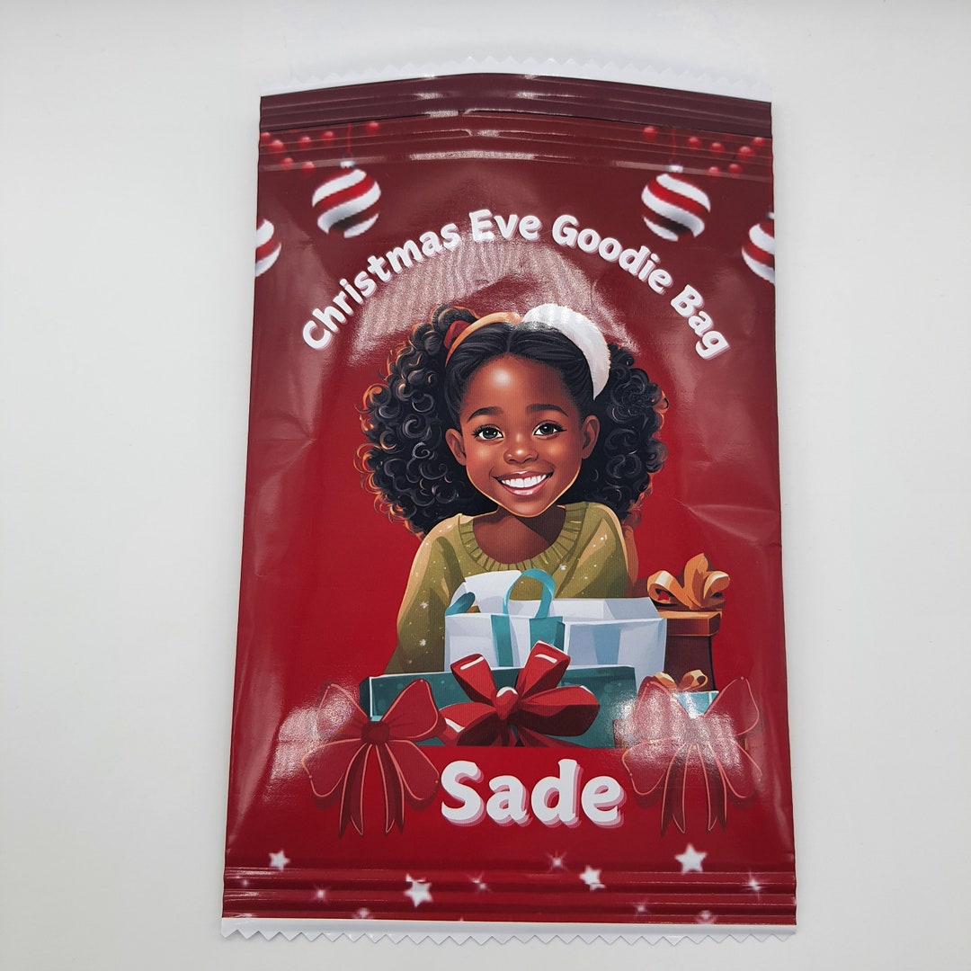 Custom Christmas Eve Goodie Bags, Personalised Merry Xmas Chip Bag ...