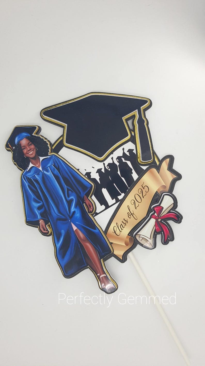 Graduation Black Woman 3D Cake Toppers for Cakes and Cupcakes, Class of ...