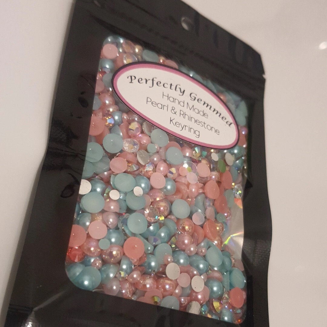 Aquamarine and Pink Pearl & Rhinestone Mix L Custom L 15g I Bling I ...