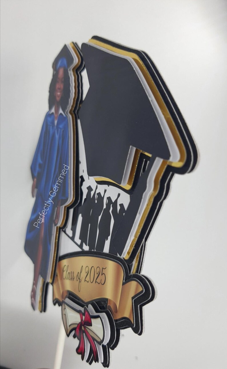 Graduation Black Woman 3D Cake Toppers for Cakes and Cupcakes, Class of ...
